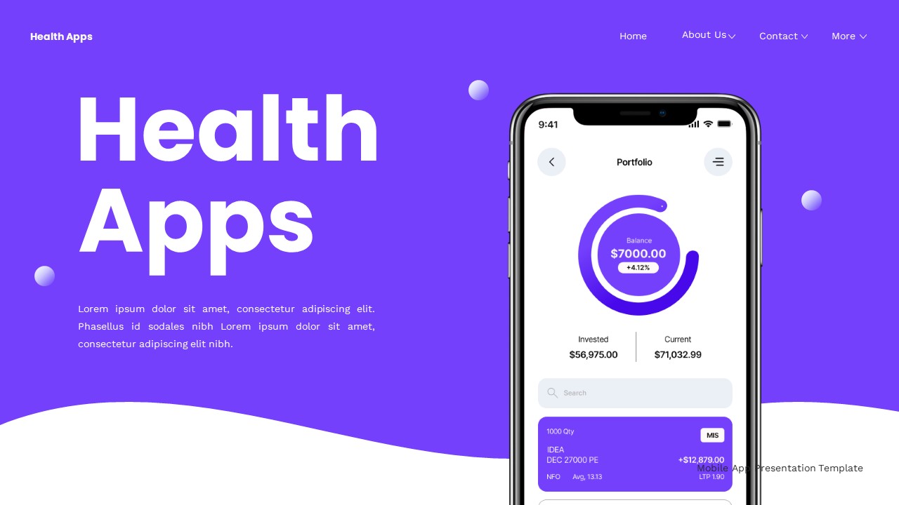 Health Apps - Mobile App Google Slide Templates, Presentation Templates