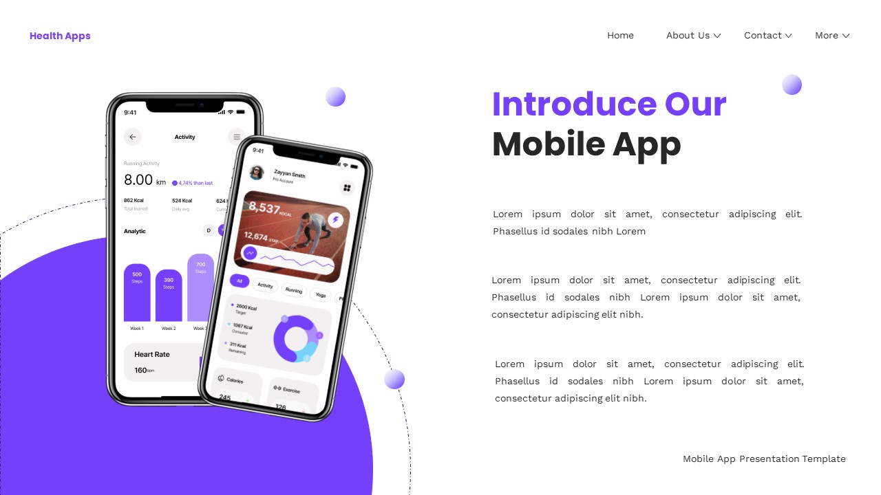 Health Apps - Mobile App Google Slide Templates, Presentation Templates