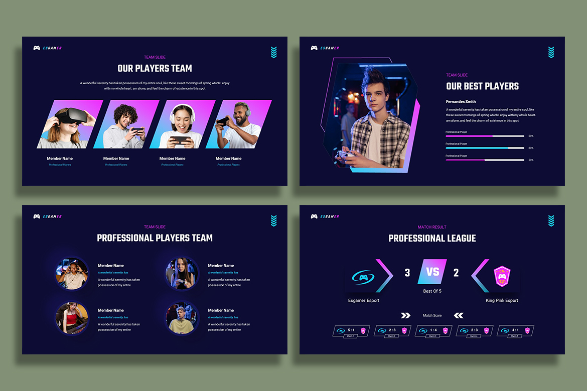 Esgamer - Esports Gaming PowerPoint Template, Presentation Templates