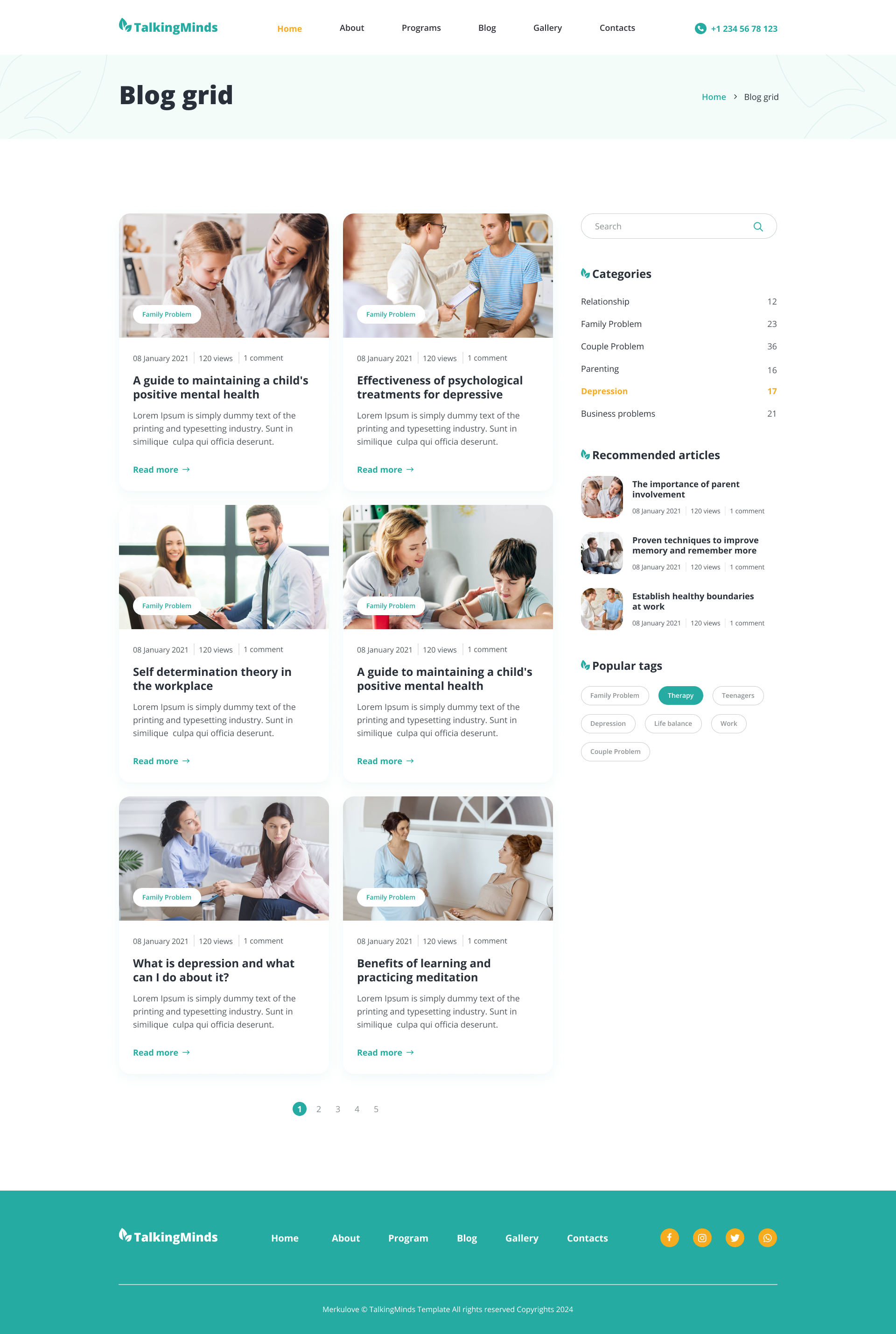Talking Minds – Psychotherapist Template for XD by merkulove | ThemeForest