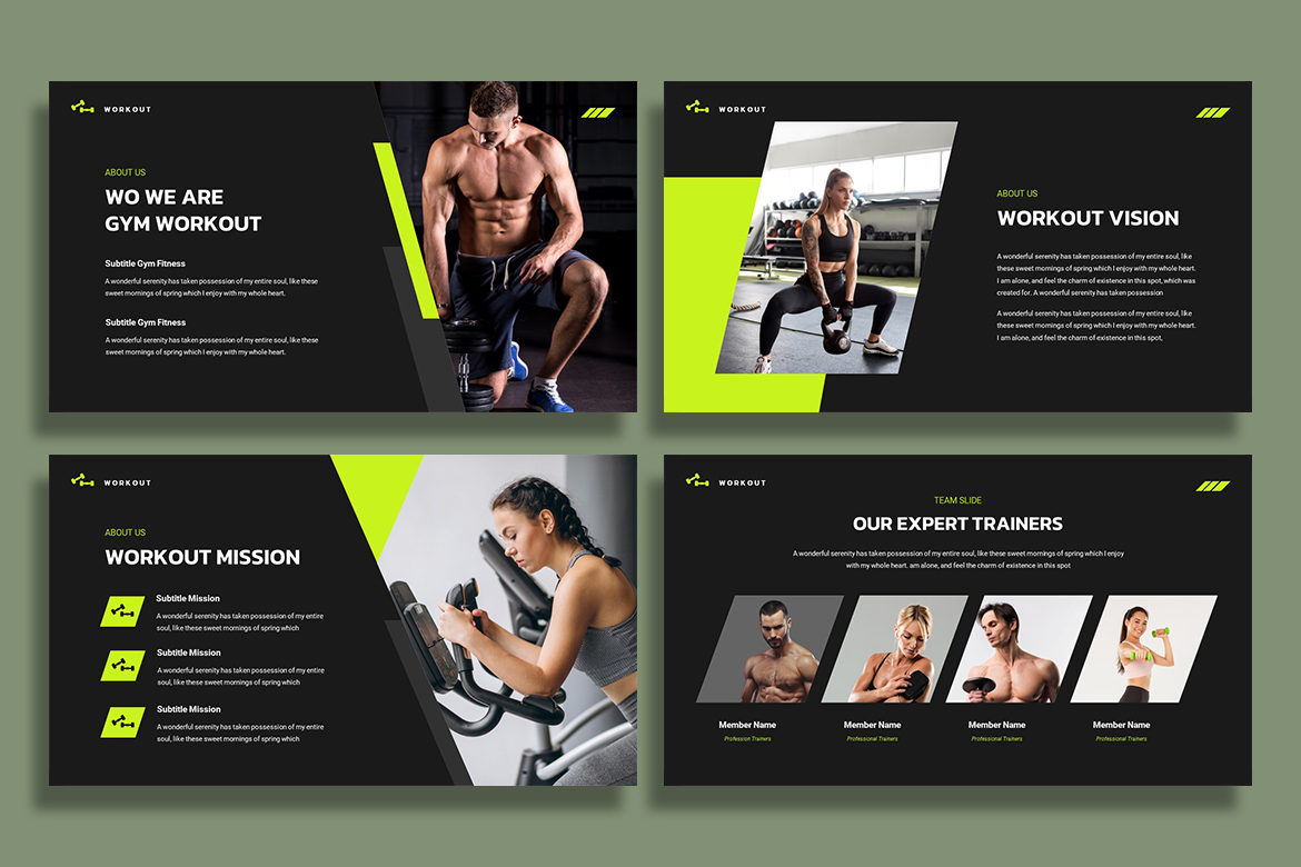 Workout - Gym & Fitness PowerPoint Template, Presentation Templates
