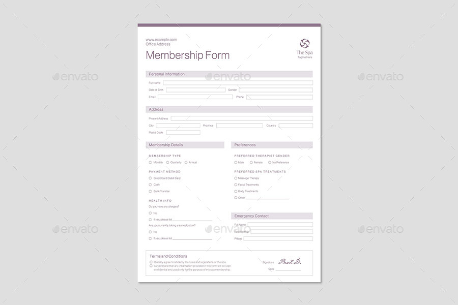 Member Registration Form Template, Print Templates | GraphicRiver