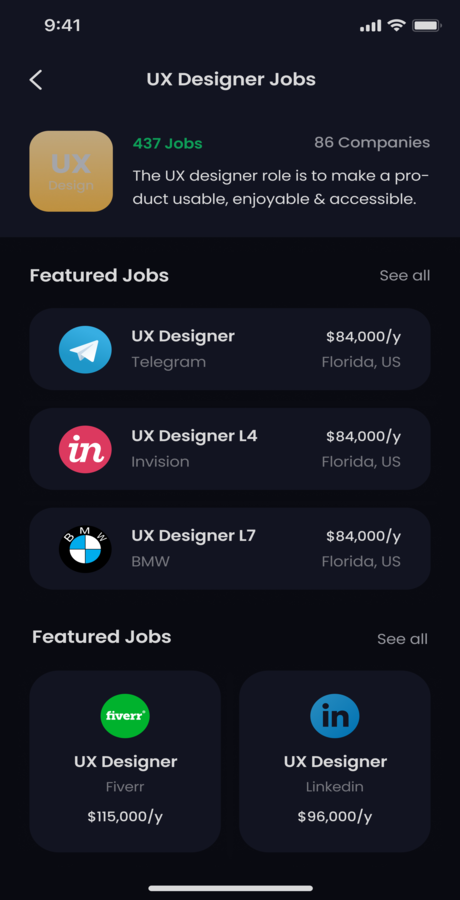 Online Job Finder App | UI Kit | Flutter | Figma FREE | JobSeek by FlutterVision