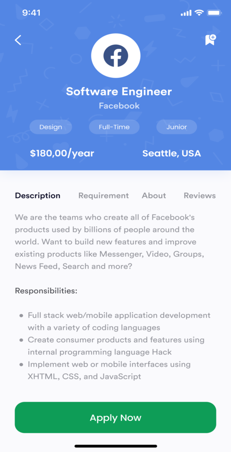 Online Job Finder App | UI Kit | Flutter | Figma FREE | JobSeek by FlutterVision
