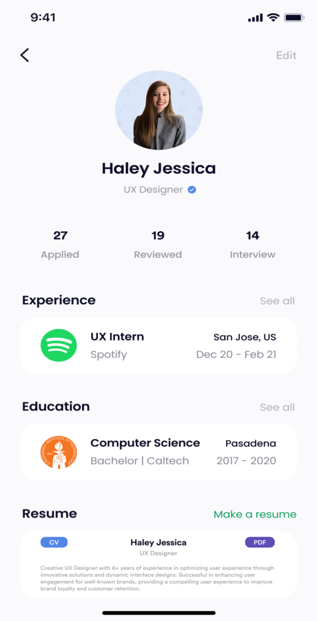 Online Job Finder App | UI Kit | Flutter | Figma FREE | JobSeek by ...