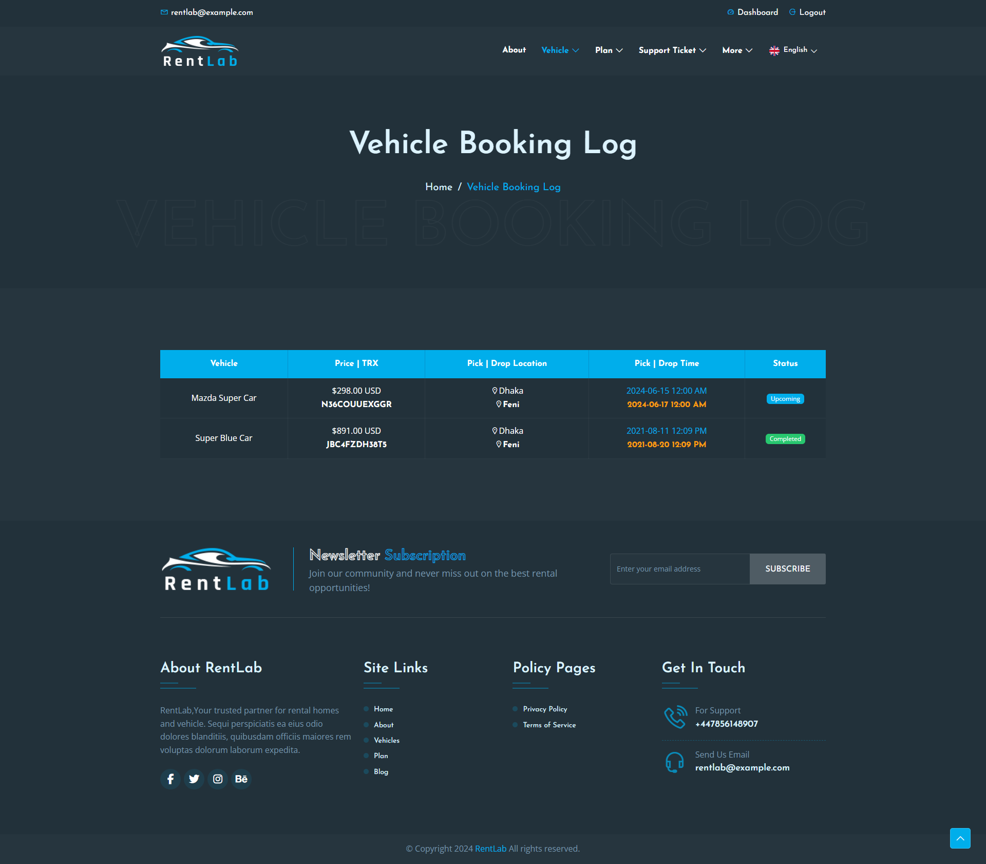 RentLab - Vehicles Rental Platform by ViserLab | CodeCanyon