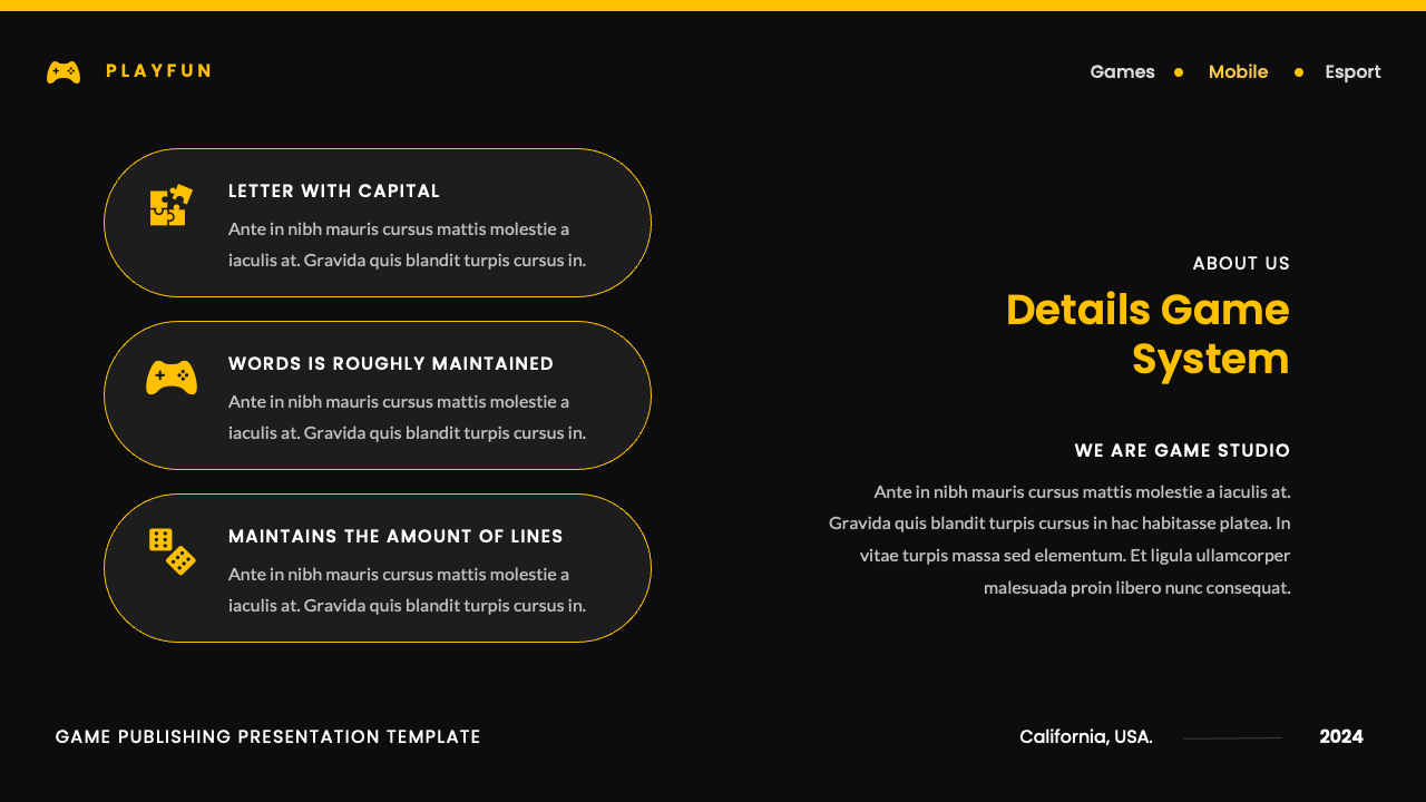 Playfun - Gaming Studio PowerPoint Template, Presentation Templates