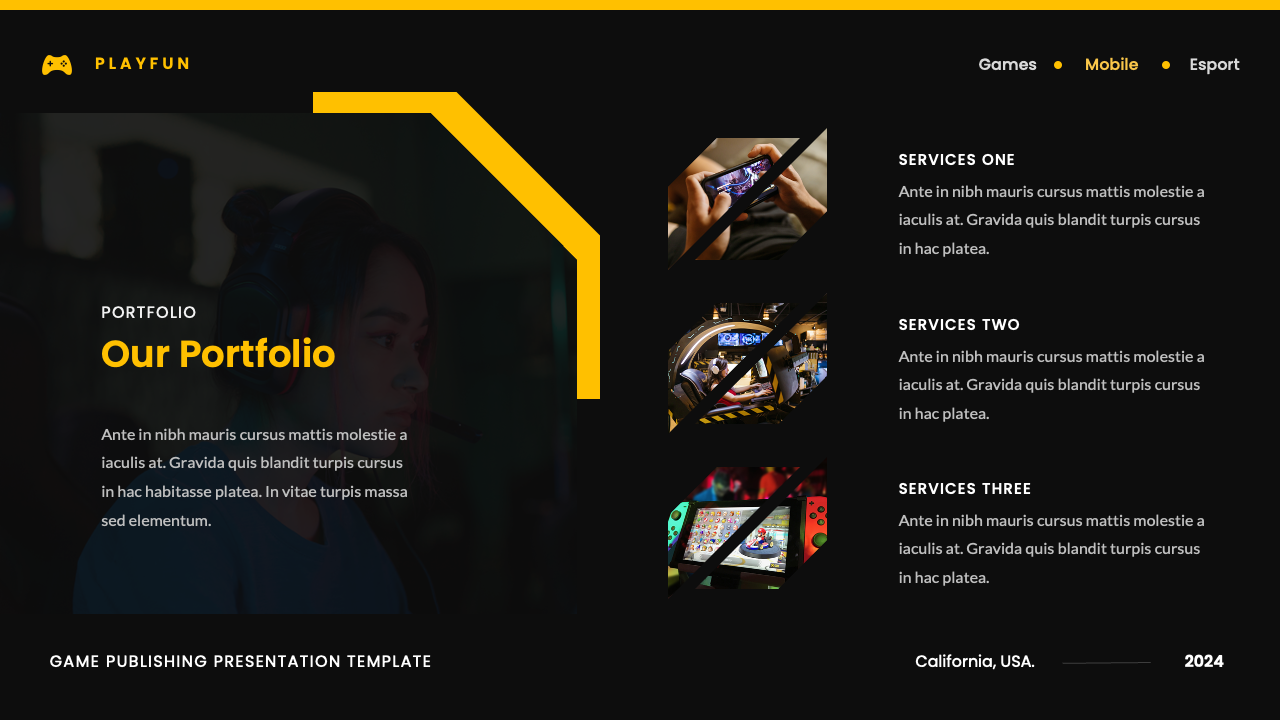 Playfun - Gaming Studio PowerPoint Template, Presentation Templates