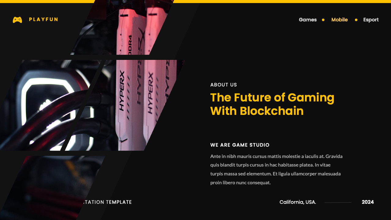 Playfun - Gaming Studio PowerPoint Template, Presentation Templates