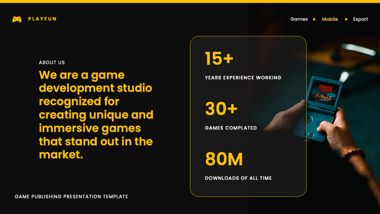 Playfun - Gaming Studio PowerPoint Template, Presentation Templates