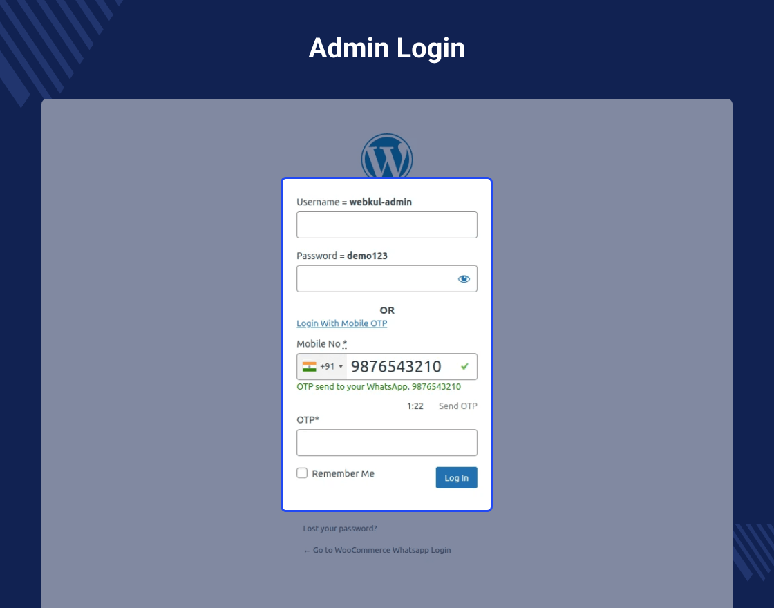 WooCommerce WhatsApp OTP Login Plugin by Webkul | CodeCanyon