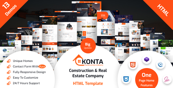 Konta - Construction & Real Estate Company HTML Template by themeholy