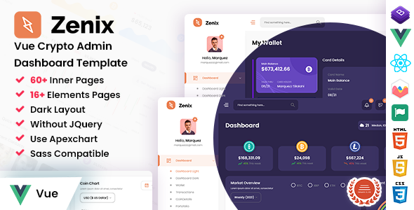 Zenix - Vue Crypto Admin Dashboard Template by DexignZone | ThemeForest