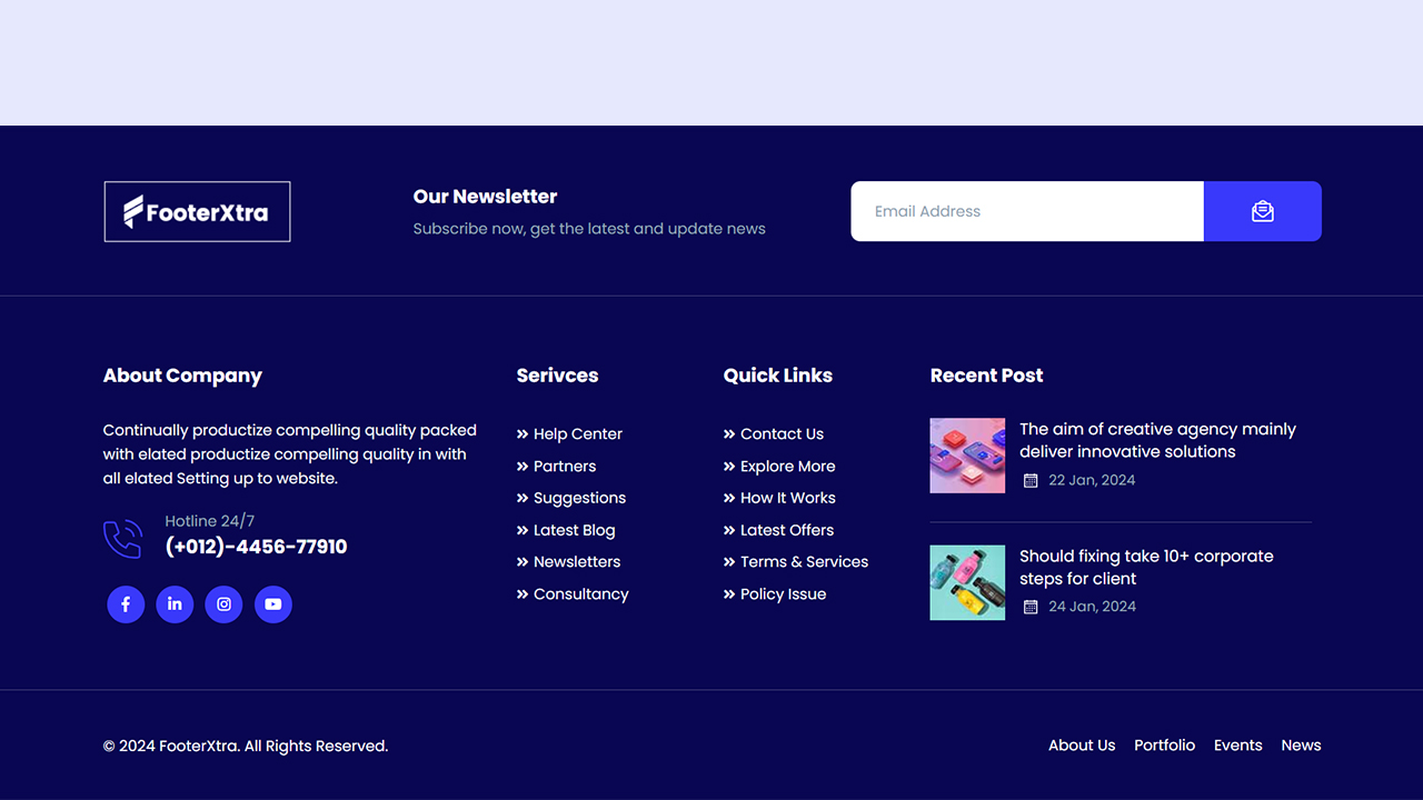 FooterXtra - Bootstrap 5 Footer Area Template by themes_studio | CodeCanyon