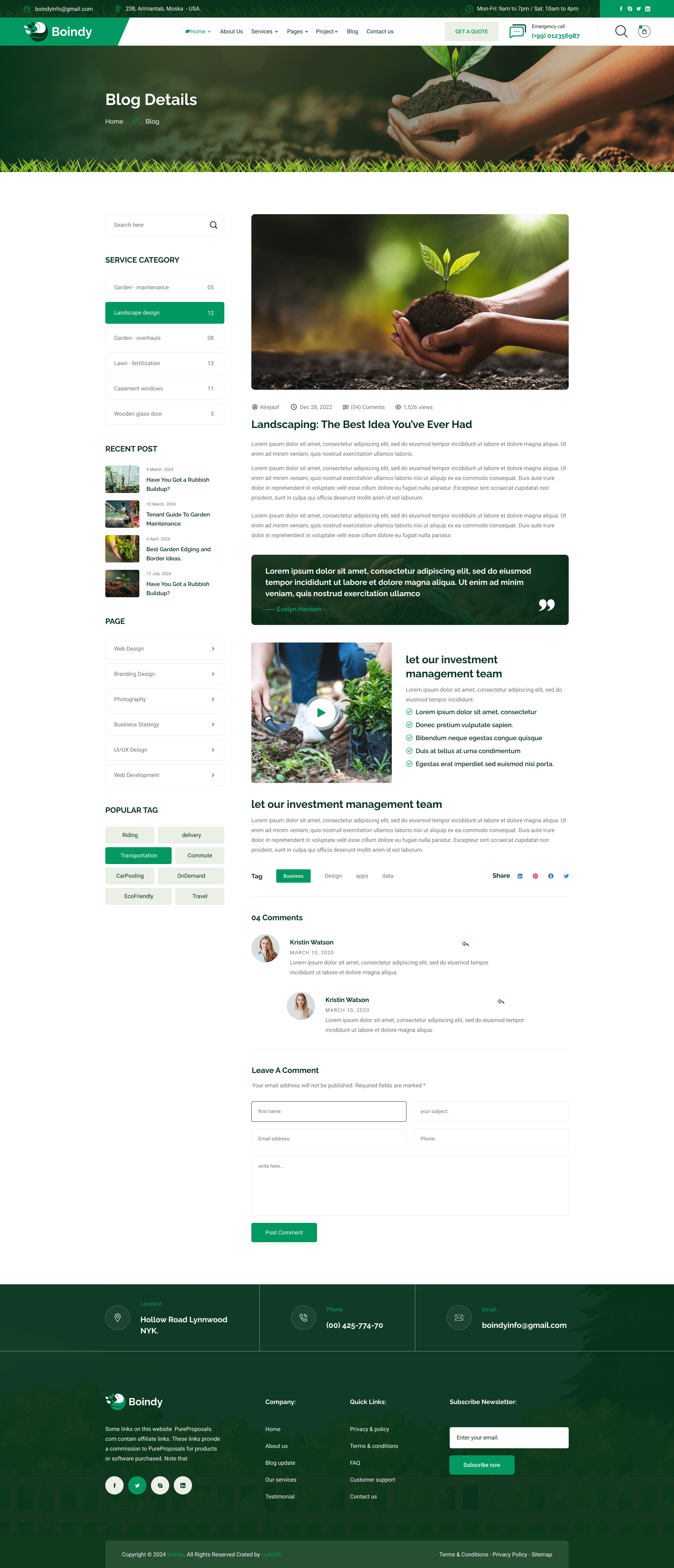 Boindy - Gardening and Landscaping Figma UI Template by spellthemes