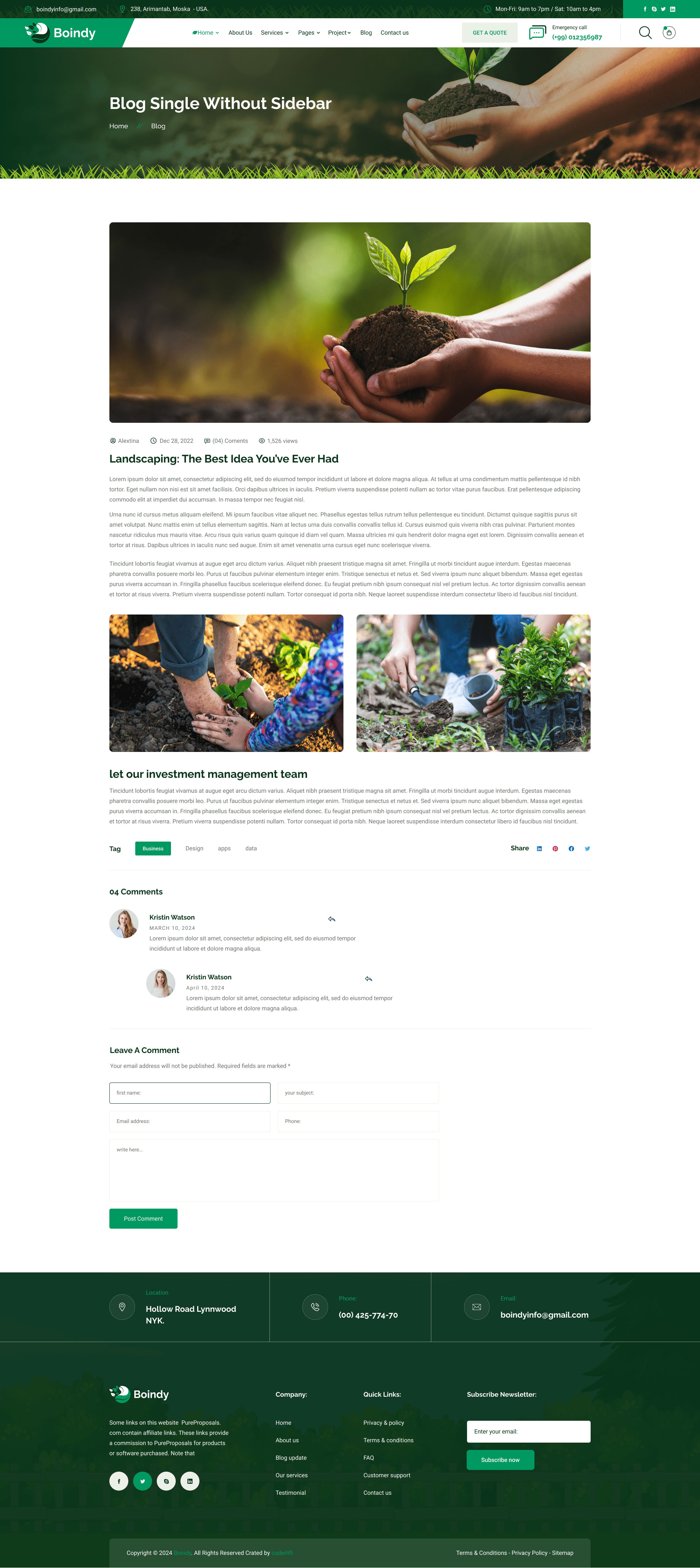 Boindy - Gardening and Landscaping Figma UI Template by spellthemes