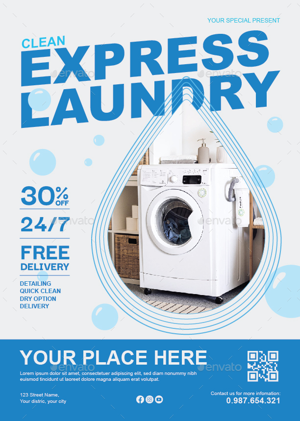Laundry Service Flyer, Print Templates | GraphicRiver