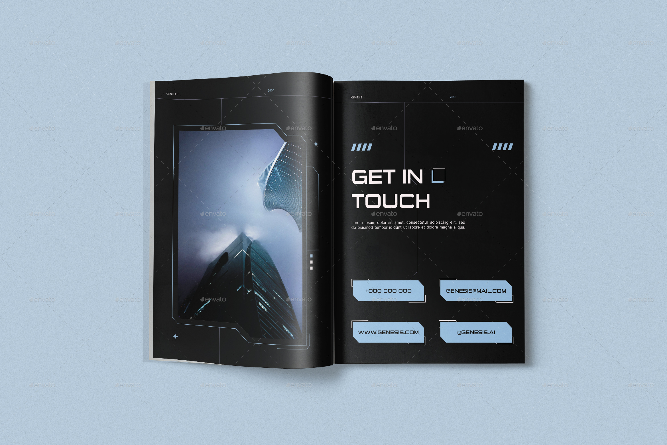 Black Blue Cyberpunk Style Company Profile, Print Templates | GraphicRiver