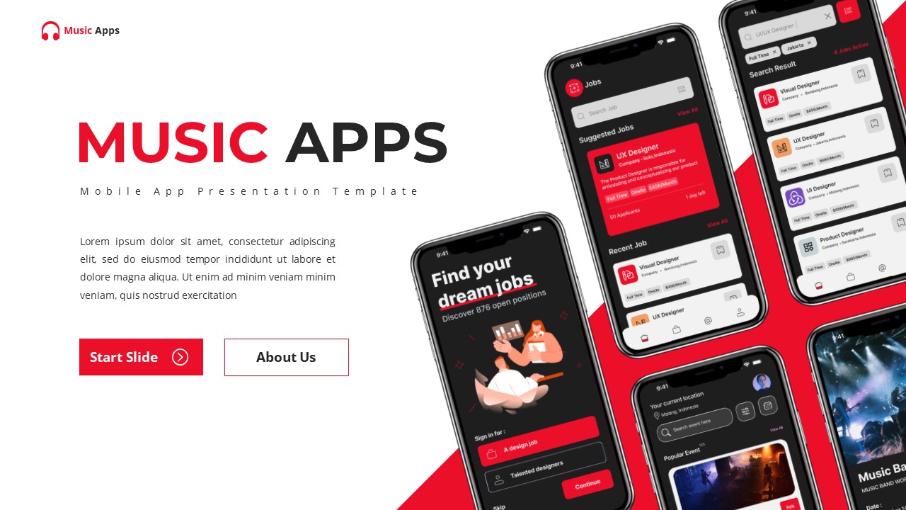 Music Apps - Mobile App Powerpoint Templates, Presentation Templates