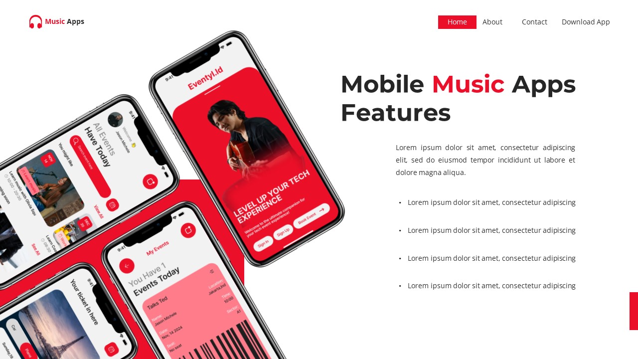 Music Apps - Mobile App Powerpoint Templates, Presentation Templates