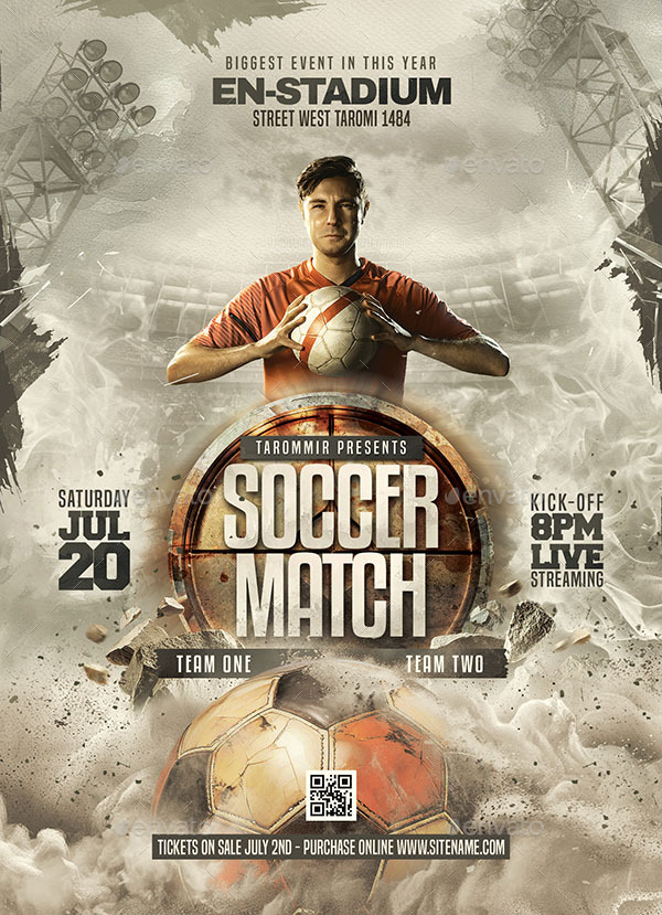 Soccer Match Flyer, Print Templates | GraphicRiver