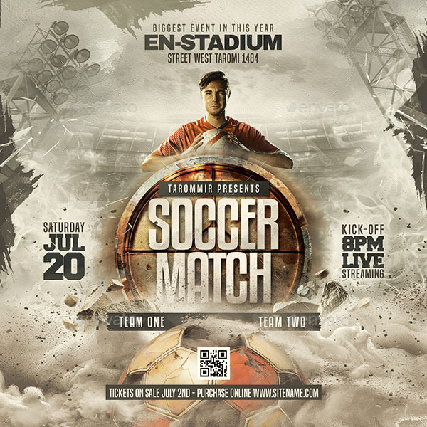 Soccer Match Flyer, Print Templates | GraphicRiver