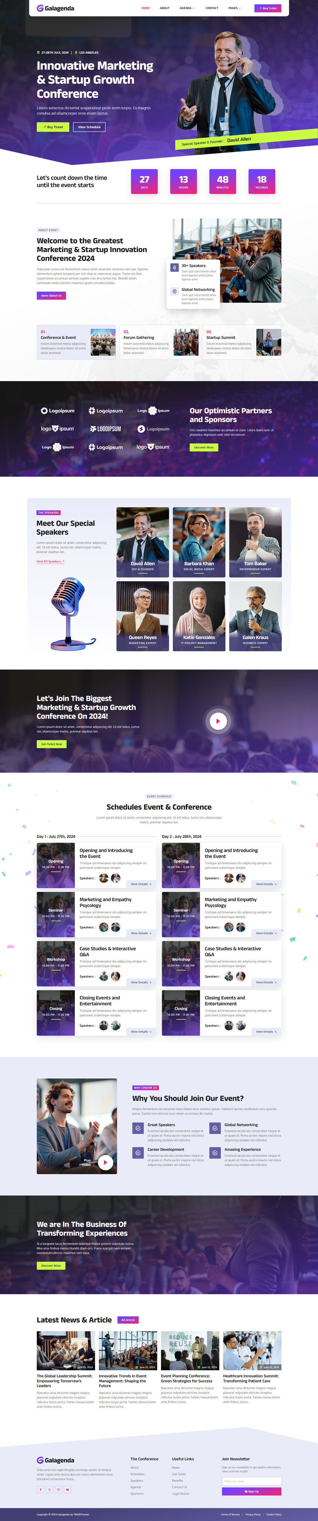 Galagenda - Event & Conference Elementor Template Kit by TBWBthemes