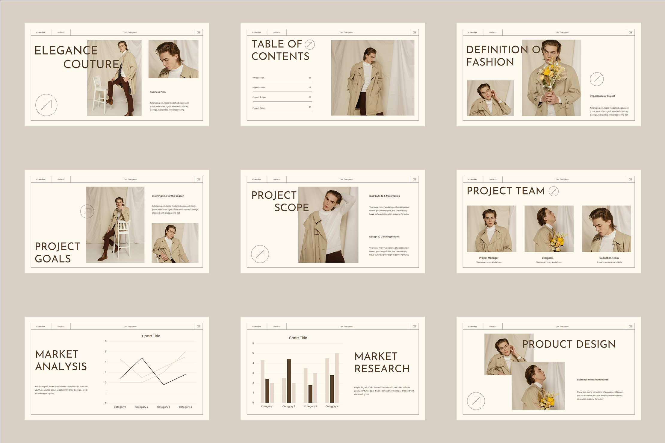 Cream Brown Outline Business Plan Presentation PowerPoint, Presentation ...