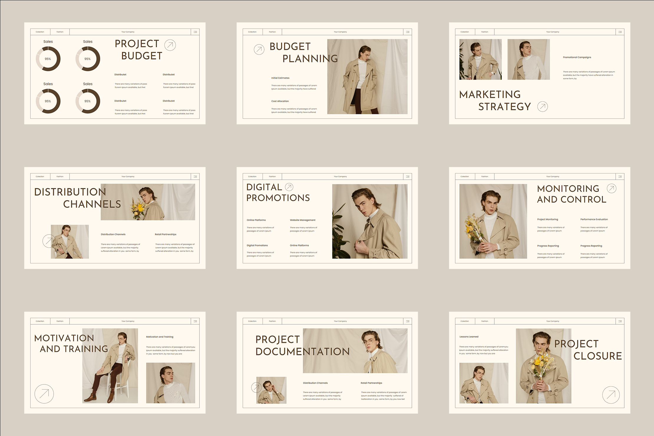 Cream Brown Outline Business Plan Presentation PowerPoint, Presentation ...