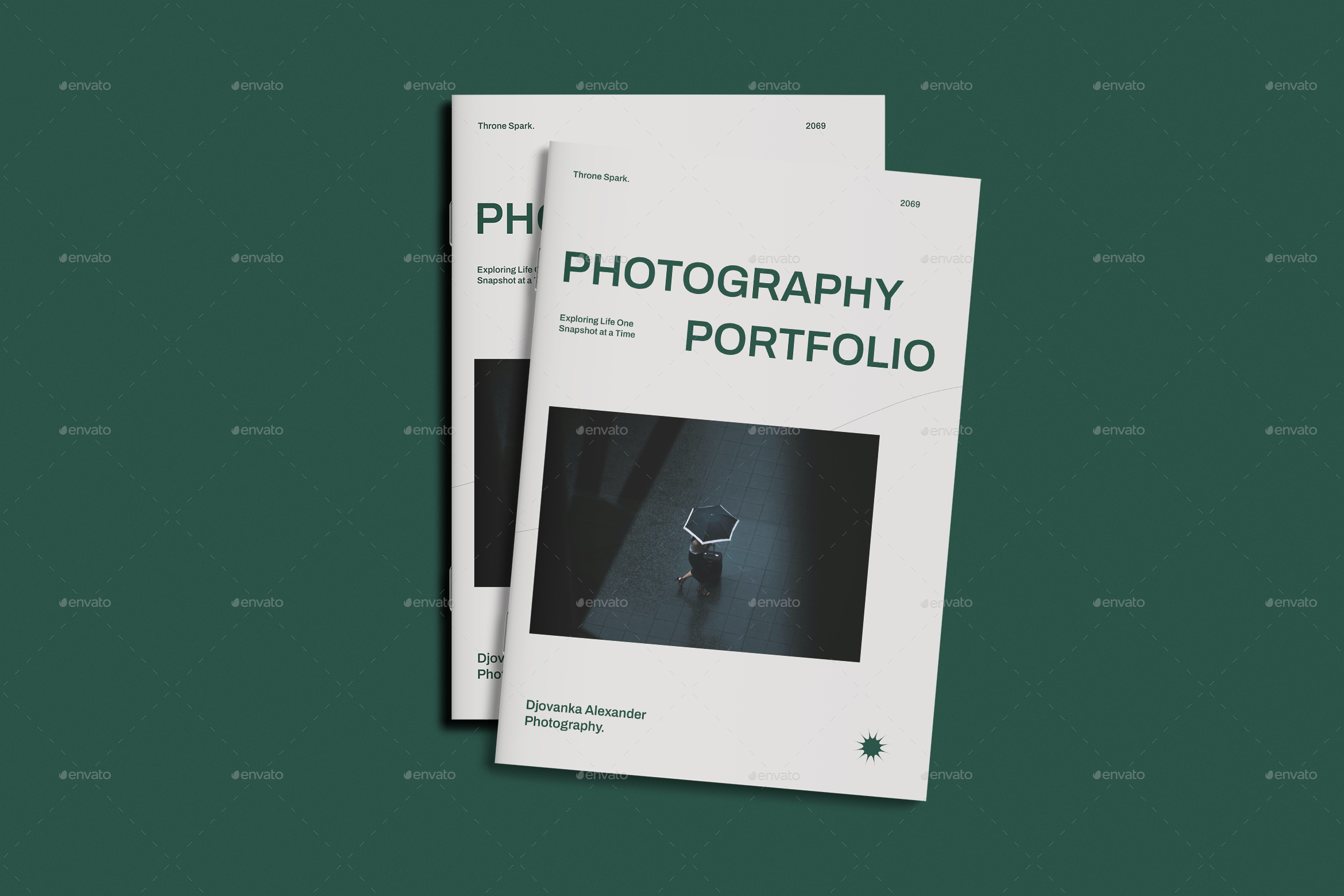 Green Cream Minimalist Creative Portfolio Photography, Print Templates