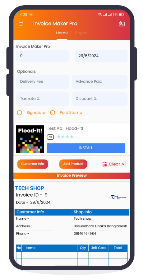 Quick Invoice - Billing Manager, Simple Invoice Generator by techharvestbd