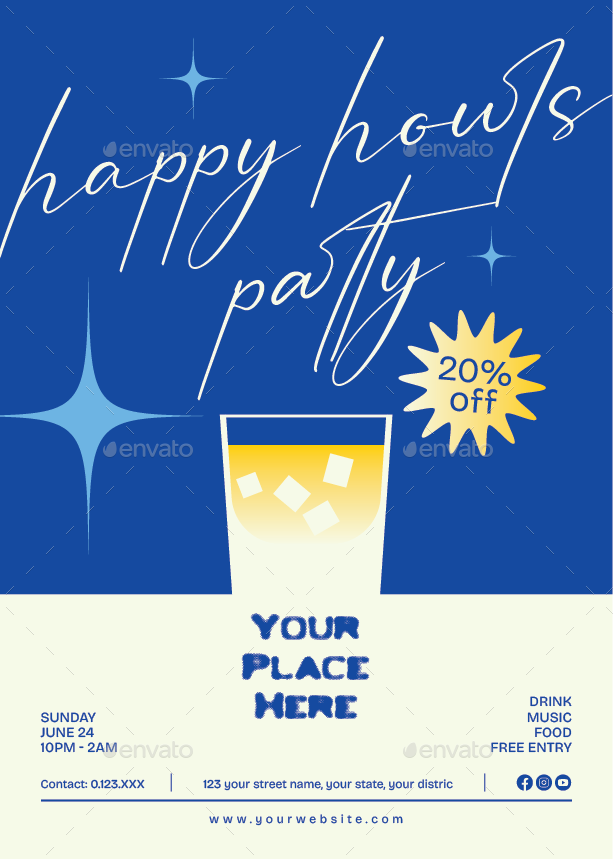 Happy Hour Flyer, Print Templates | GraphicRiver