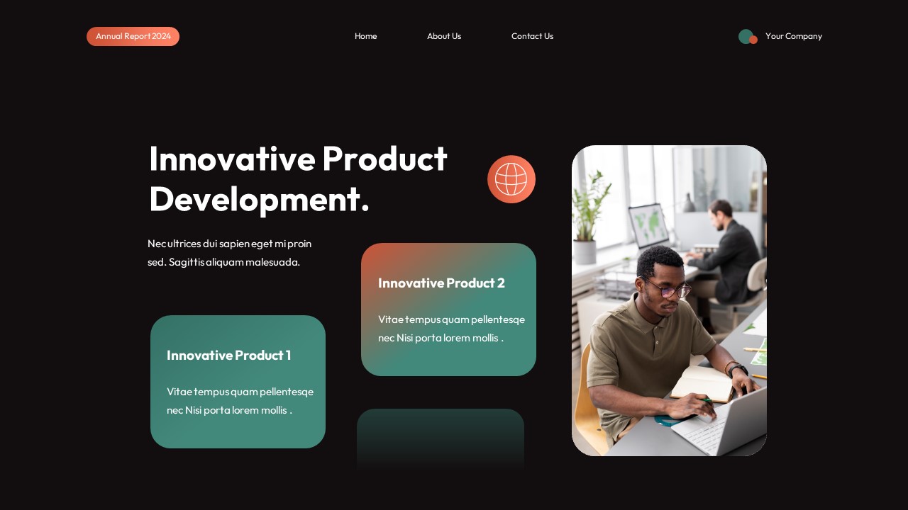 Black Green Orange Ui Ux Annual Report Presentation, Presentation Templates