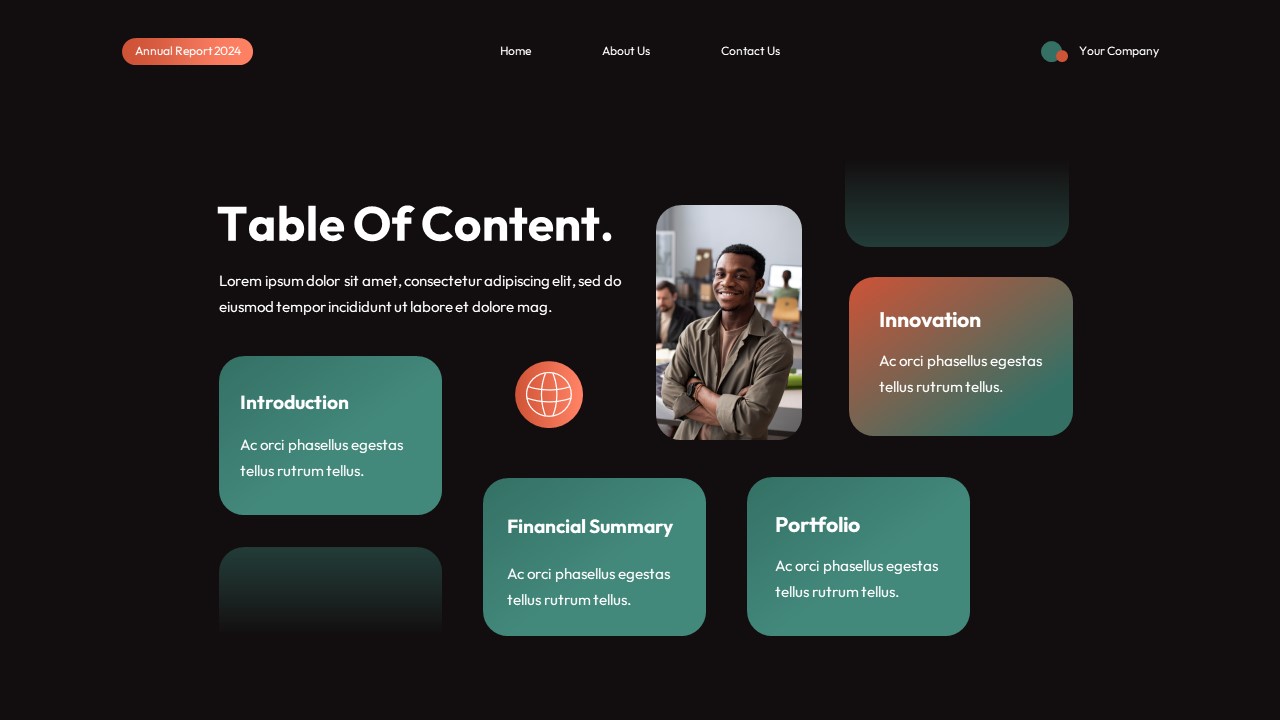 Black Green Orange Ui Ux Annual Report Presentation, Presentation Templates