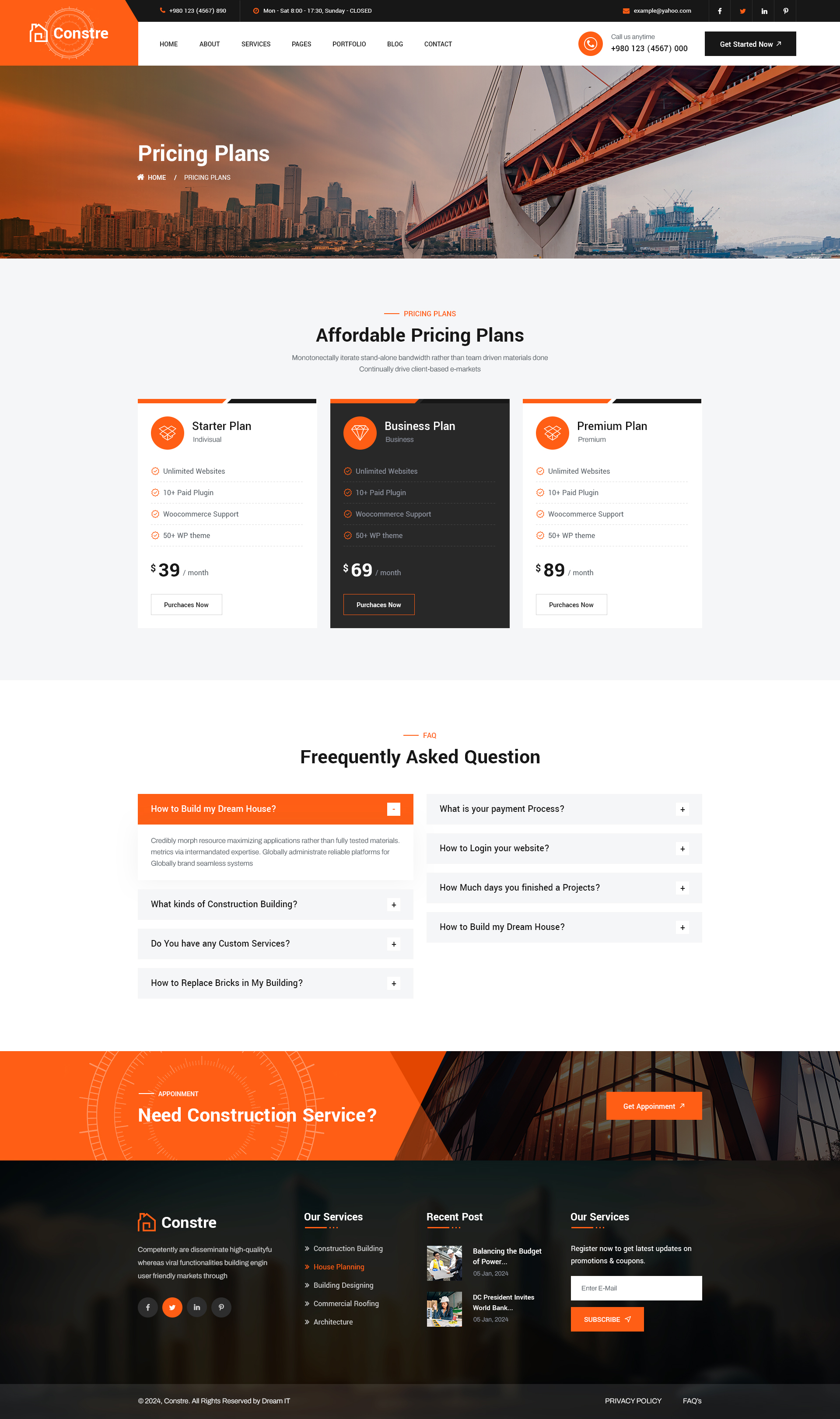 Constre – Construction, Building & Handyman Services PSD Template by ...