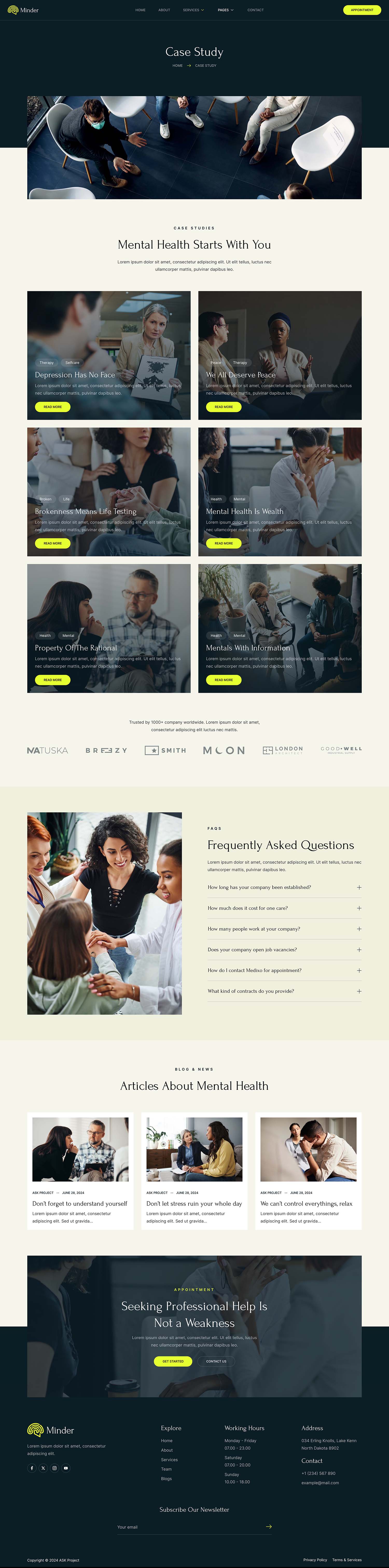 Minder - Mental Health & Therapy Elementor Template Kit by askproject