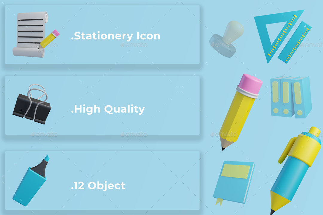3D Stationery Icon, Graphics | GraphicRiver