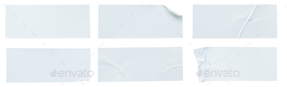 A set of white rectangular paper sticker label isolated on white ...