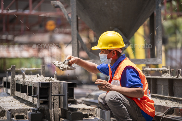 Construction mason worker wearing safety uniform bricklayer under ...