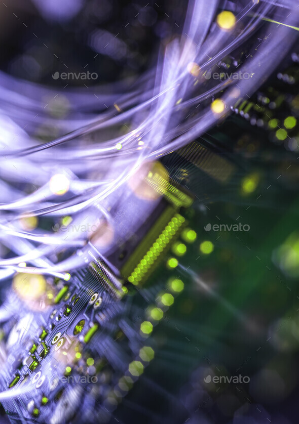 Fibre optics carrying data passing through electronic circuit boards ...