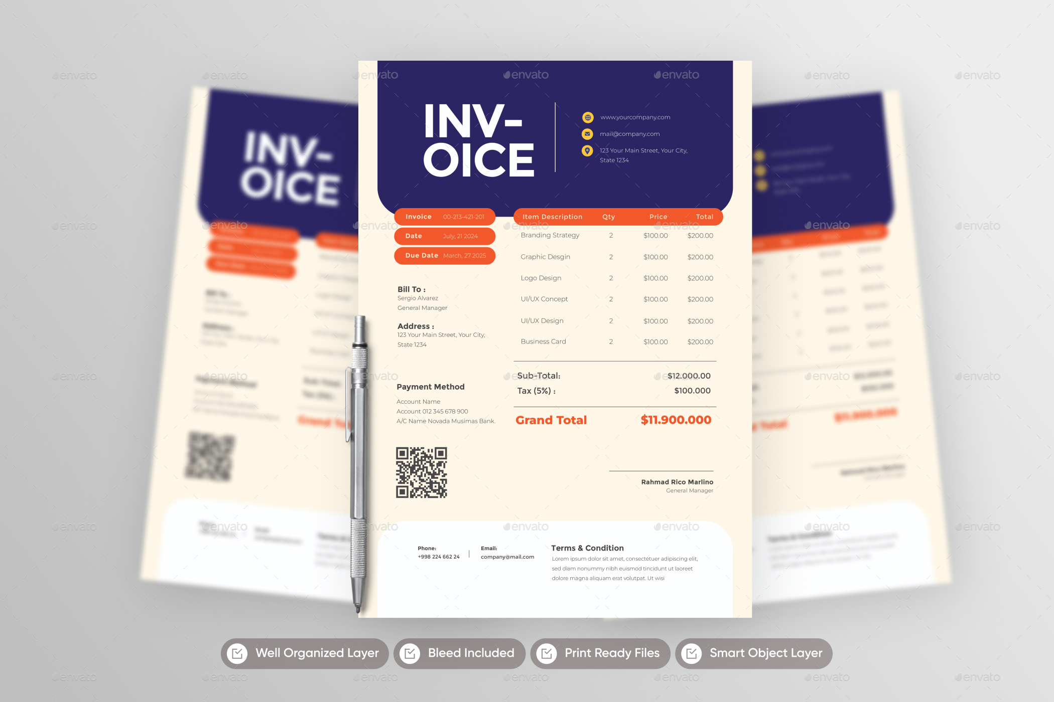 Business Blue Invoice, Print Templates | GraphicRiver