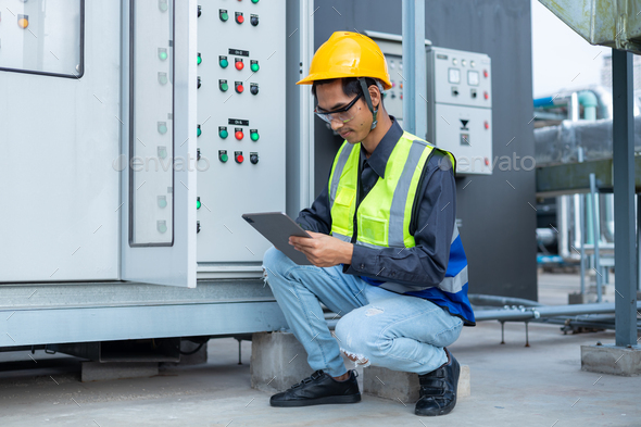Engineer checks MDB, AMCC, AHU cabinet status, link to control room ...