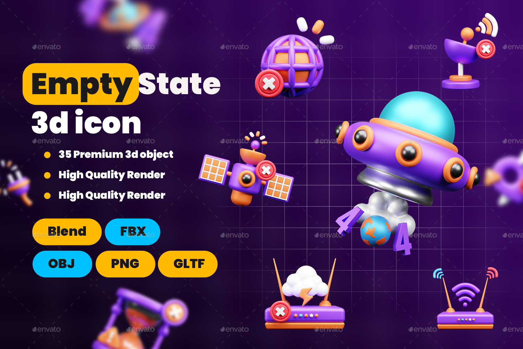 Empty State 3d Illustration Icon Pack, Graphics | GraphicRiver