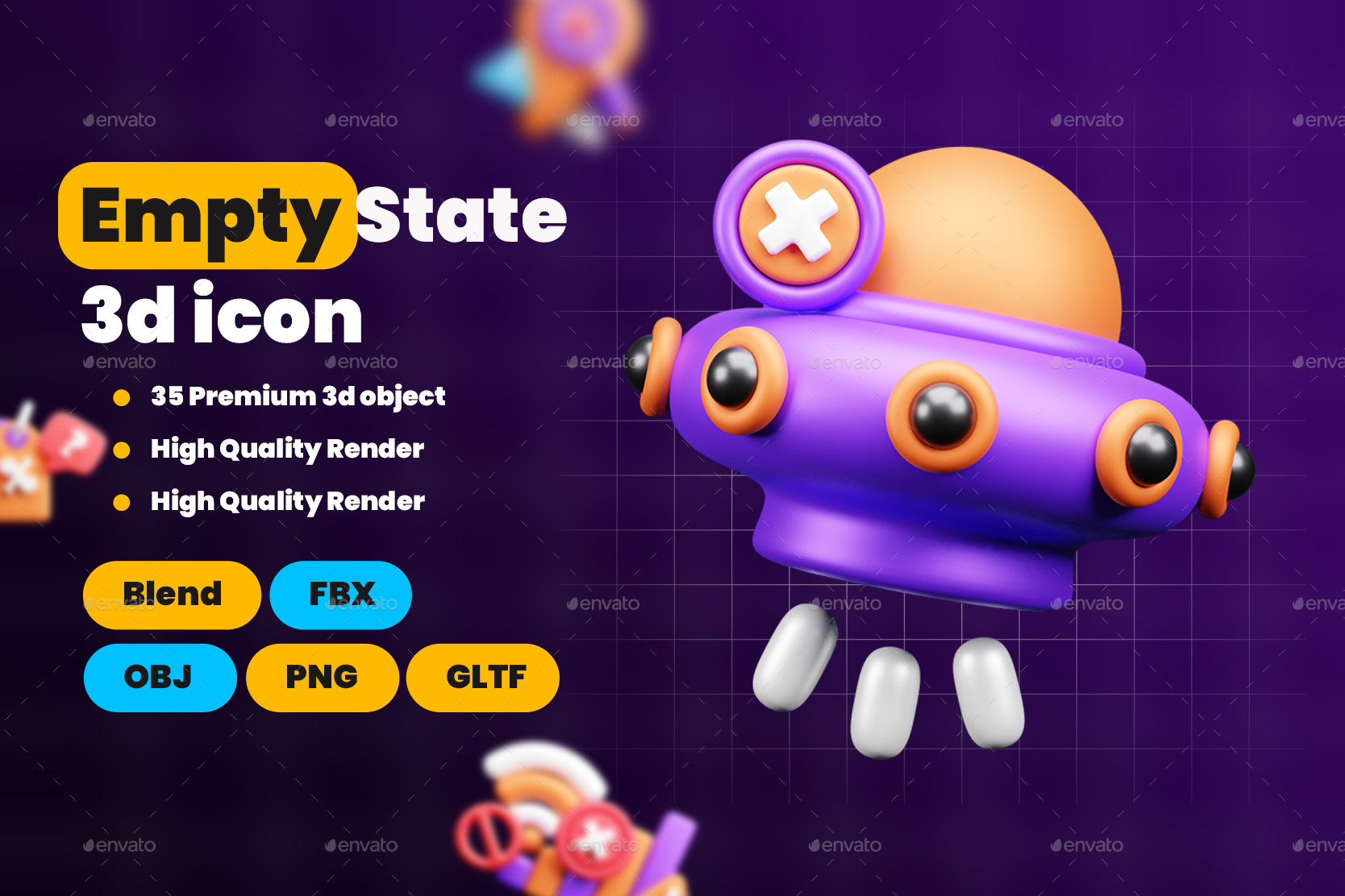 Empty State 3d Illustration Icon Pack, Graphics | GraphicRiver