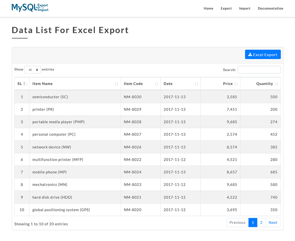 Export/Import - Laravel by themeposh | CodeCanyon