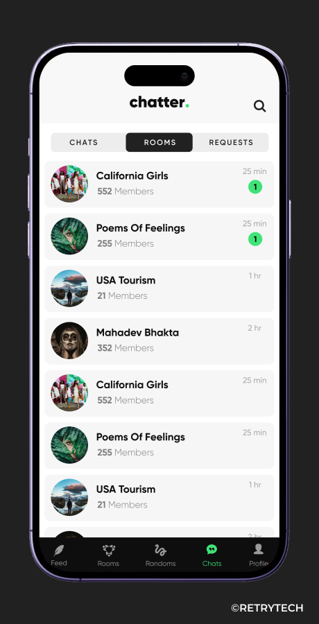 Chatter : Ultimate Social Media with Chat Rooms, Posts, Stories, Audio ...