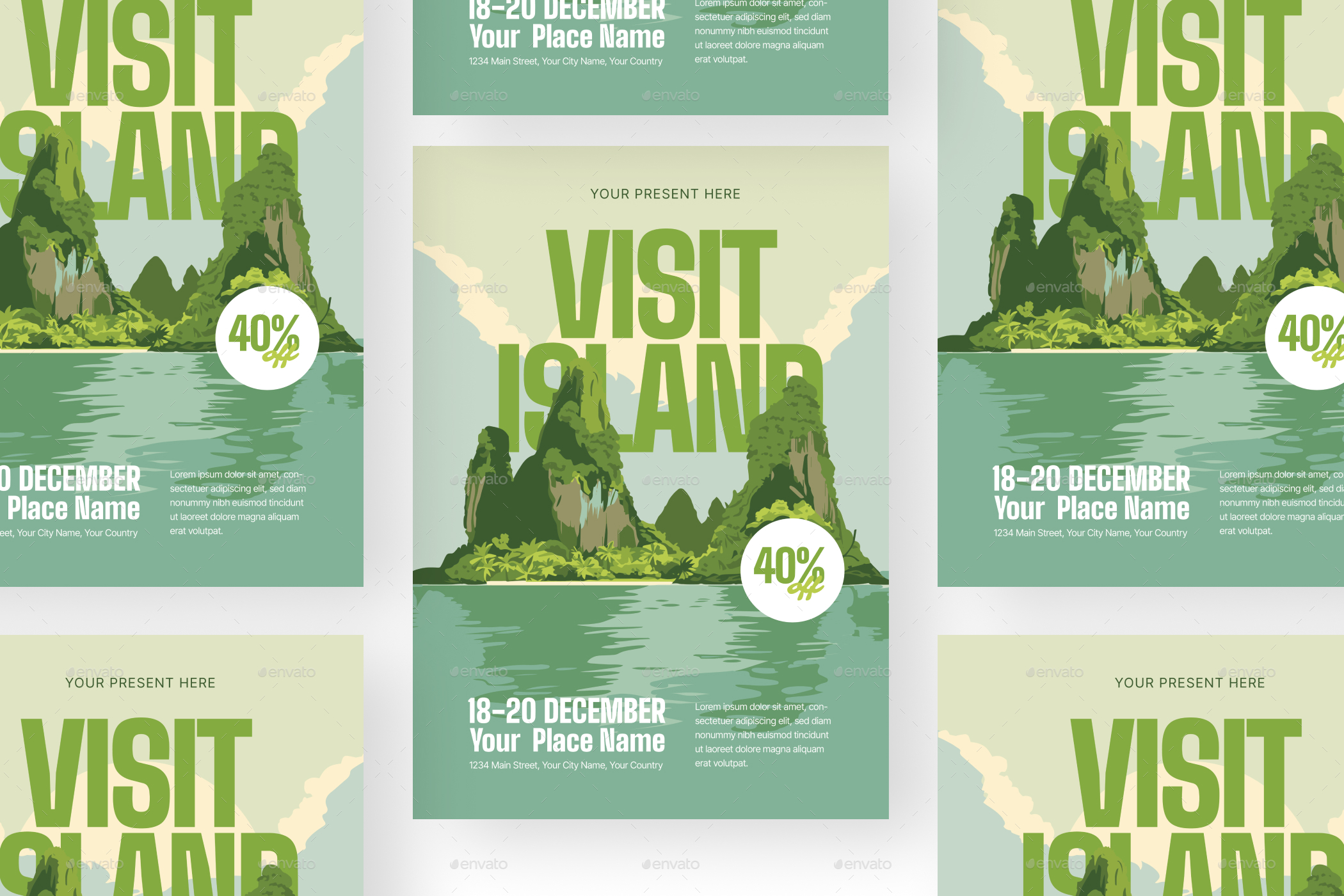 Visit Island - Flyer Set, Print Templates | GraphicRiver