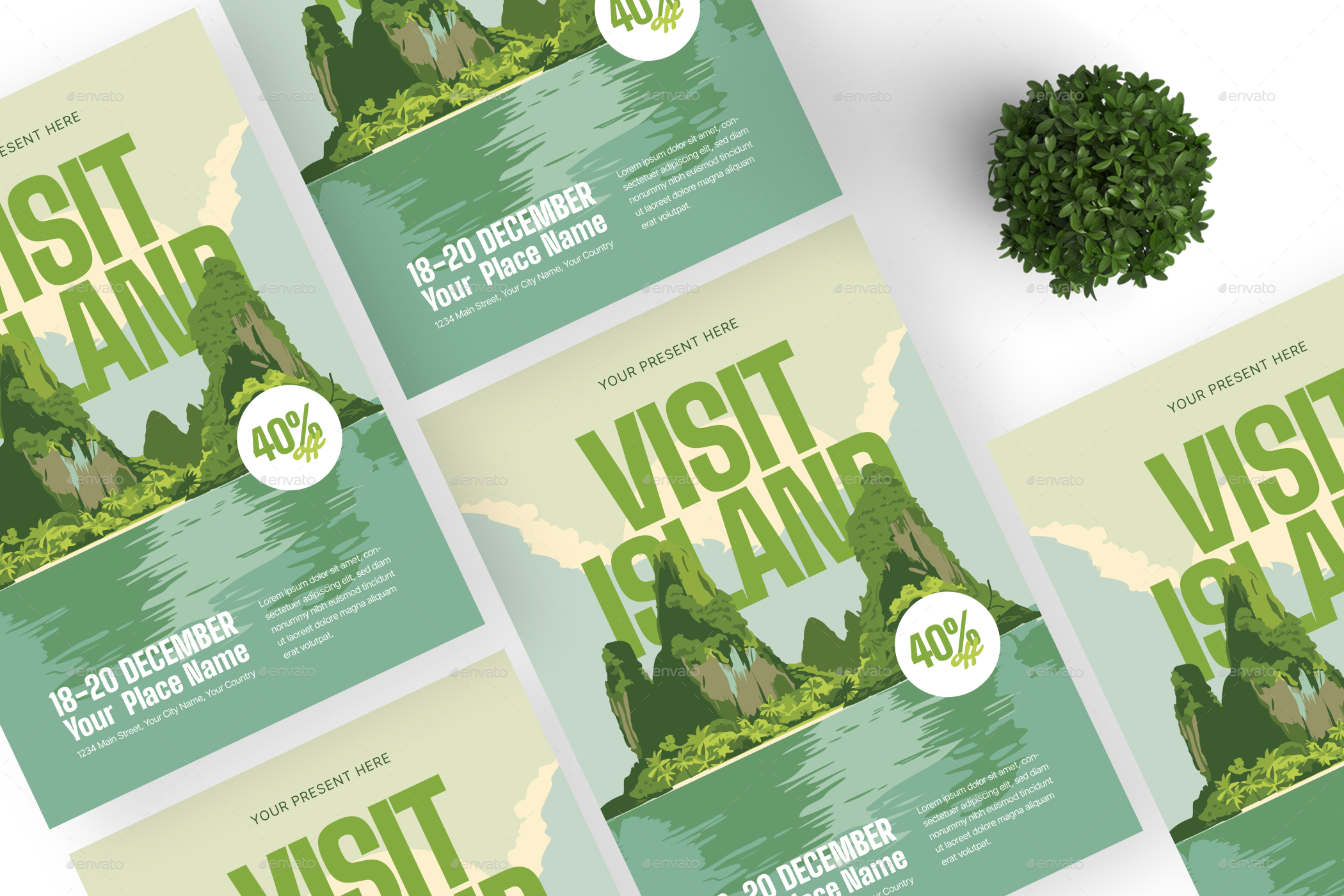 Visit Island - Flyer Set, Print Templates | GraphicRiver
