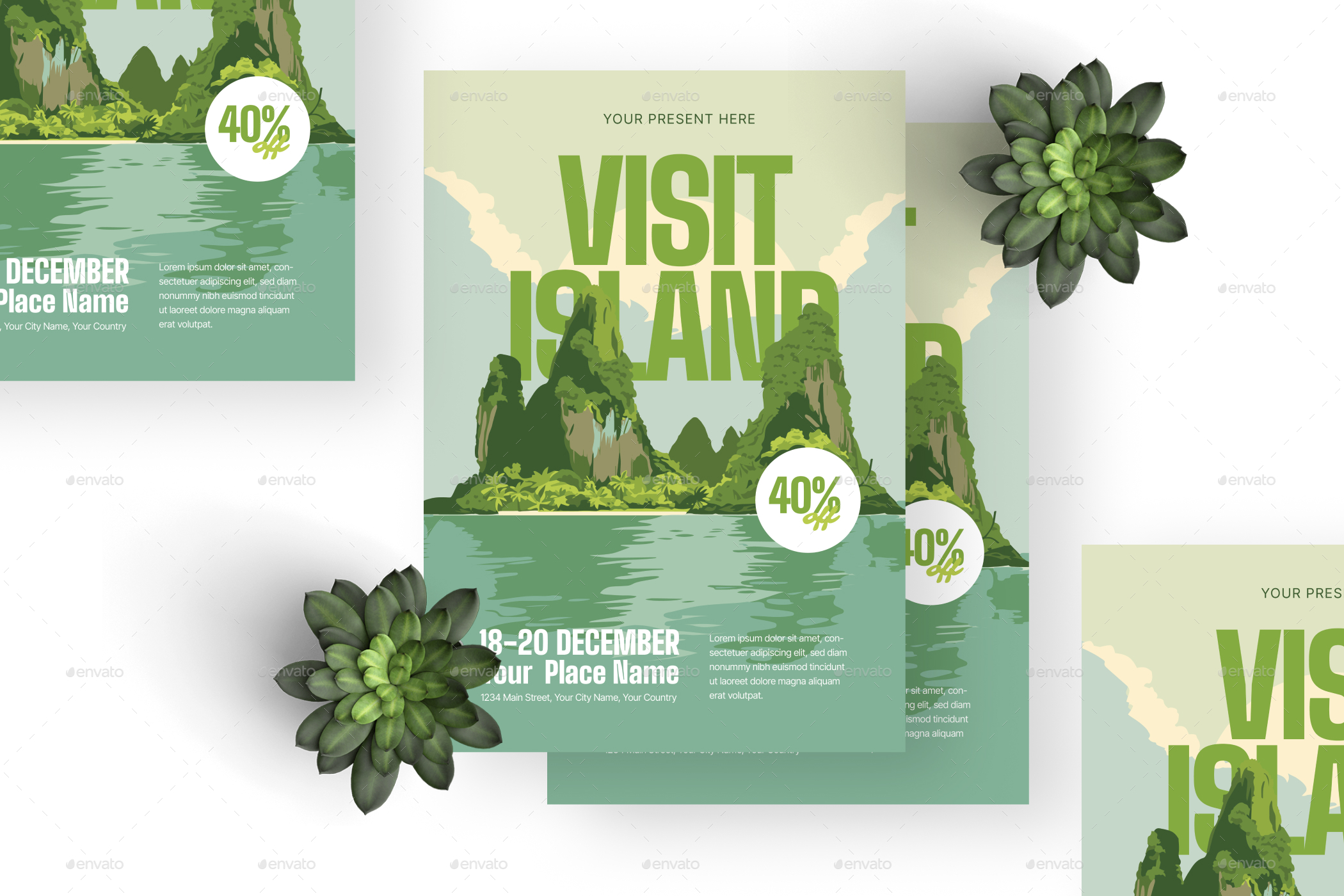 Visit Island - Flyer Set, Print Templates | GraphicRiver