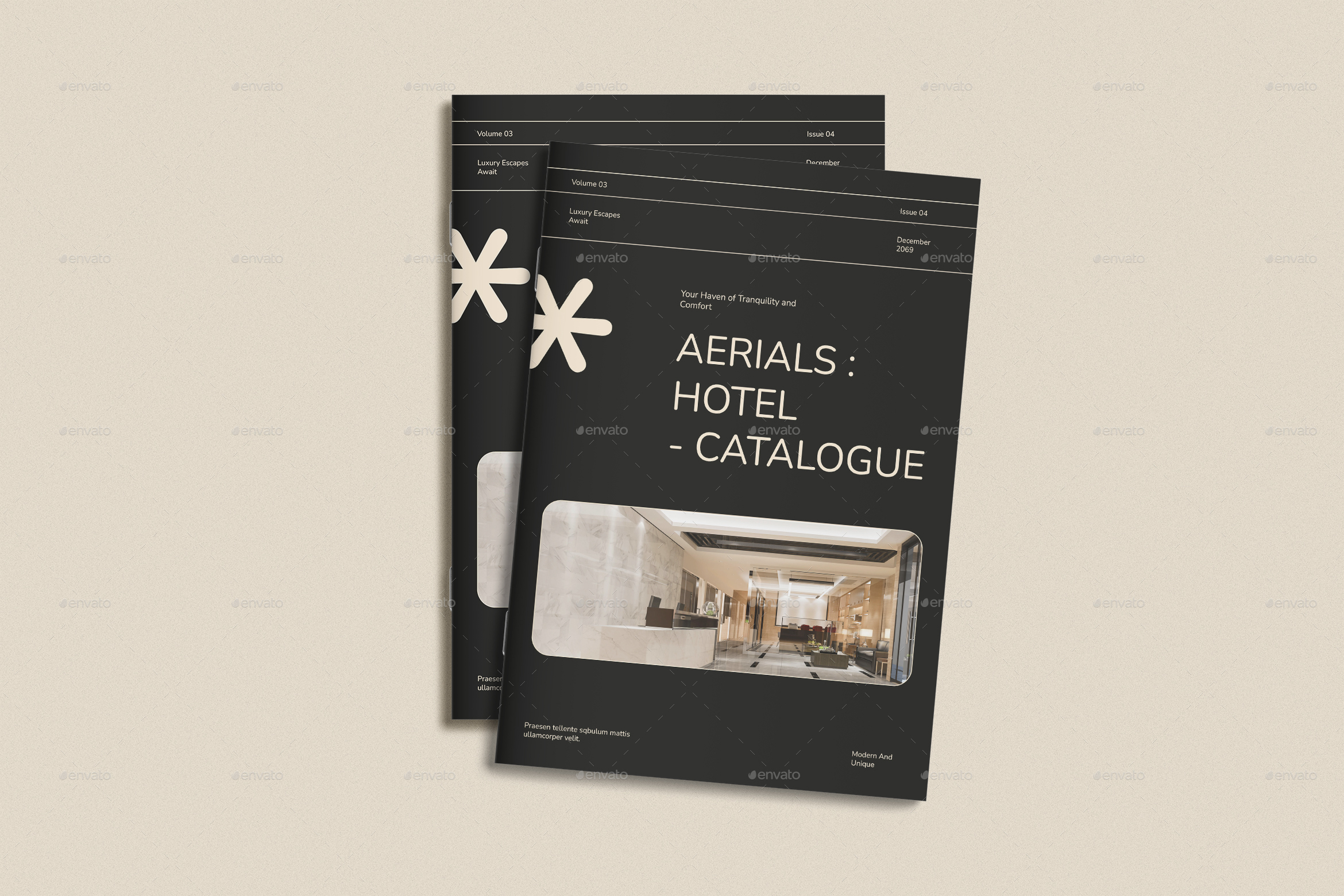 Beige Black Minimalist Creative Hotel Catalogue, Print Templates ...
